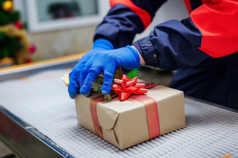 Delivery Uniformed Arm Placing a Gift on a Clean Mat Stock Photo ...
