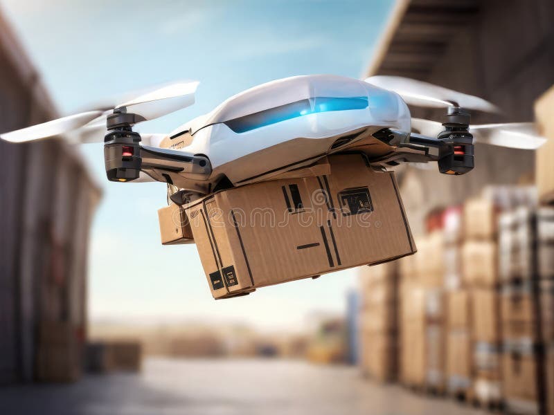 Delivery by the Unmanned Drone. Futuristic Smart Technologies Stock ...