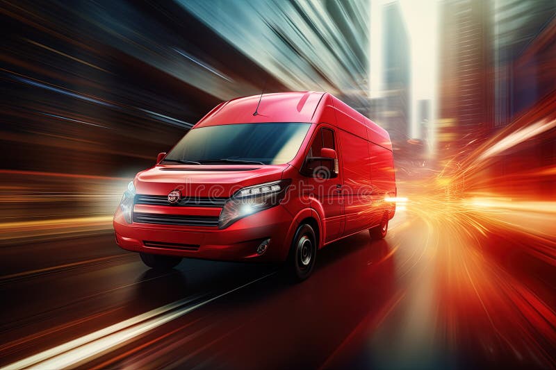 Delivery Van on Abstract Fast Motion Blur Background Stock Illustration ...