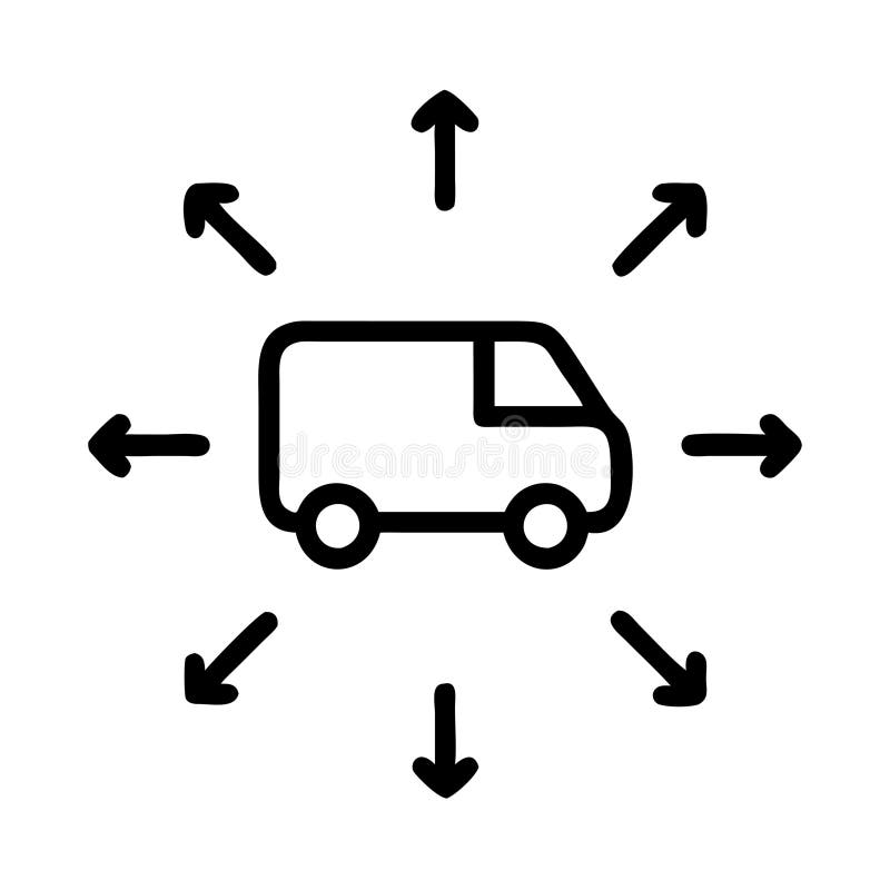 Delivery Van with Arrows for Distribution and Logistics Vector Art ...