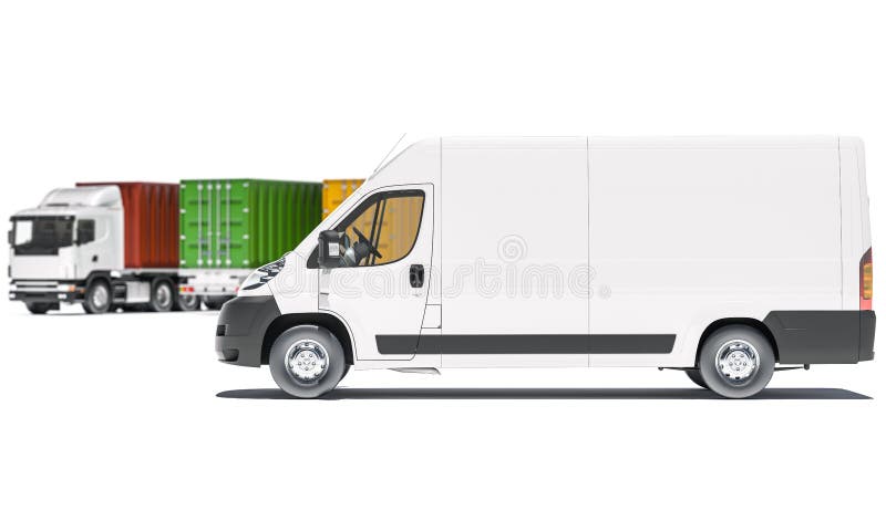 Delivery Van and Cargo Container Trucks in Various Colors Stock ...