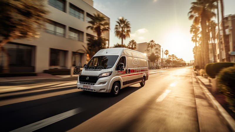 Delivery Van Delivers at Night Stock Photo - Image of logistic, freight ...