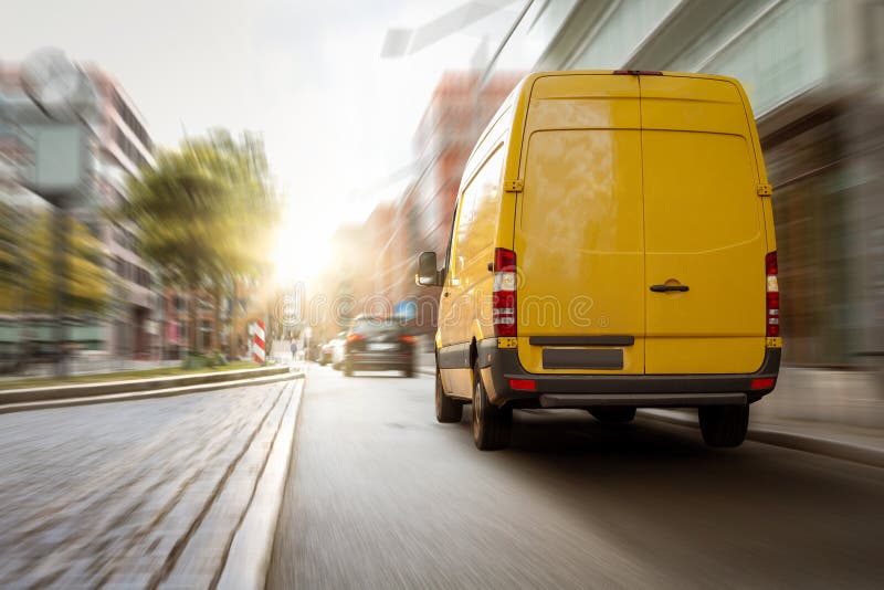 Delivery Van Driving in the City Stock Image - Image of motion ...