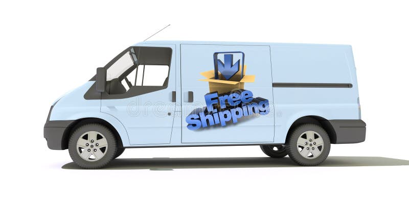 Delivery Van, Free Shipping Stock Image - Image of moving, shipping ...