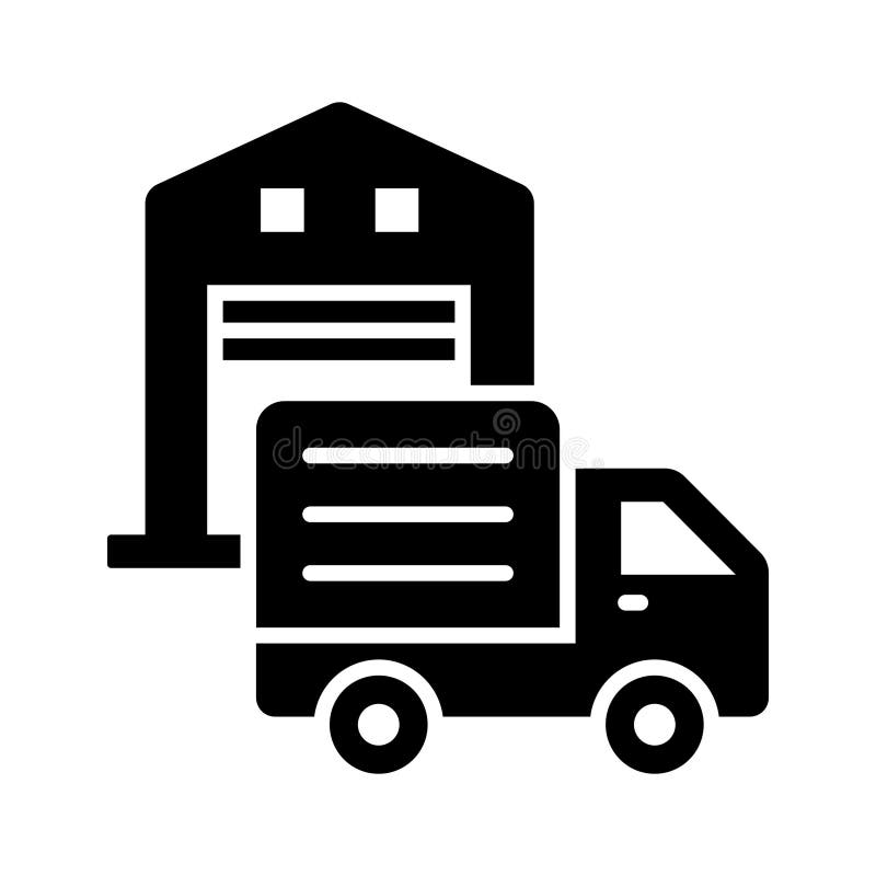 Delivery Van Front of Warehouse Showing Concept Icon of Logistics ...