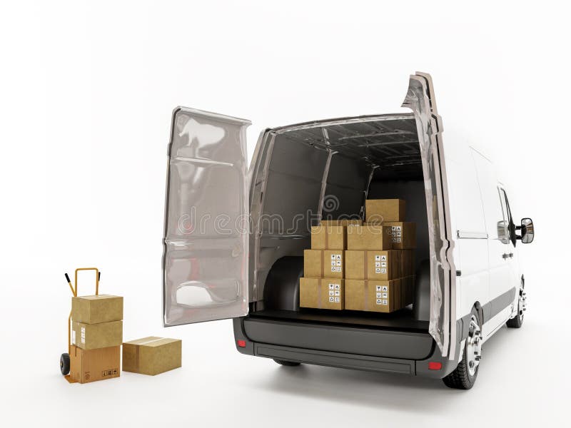 Delivery Van Full of Shipping Packages Stock Illustration ...
