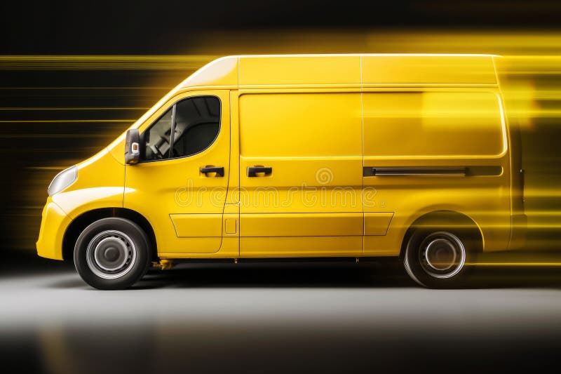 A Delivery Van with Glowing Lights and Fast Motion Blur. Generative Ai ...