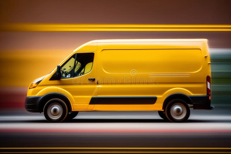 A Delivery Van with Glowing Lights and Fast Motion Blur. Generative Ai ...