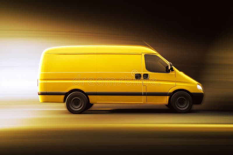 A Delivery Van with Glowing Lights and Fast Motion Blur. Generative Ai ...