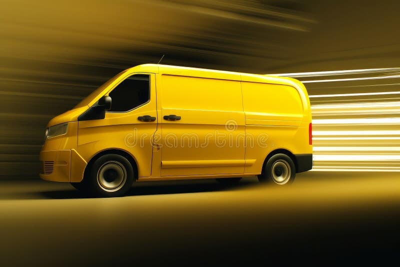 A Delivery Van with Glowing Lights and Fast Motion Blur. Generative Ai ...