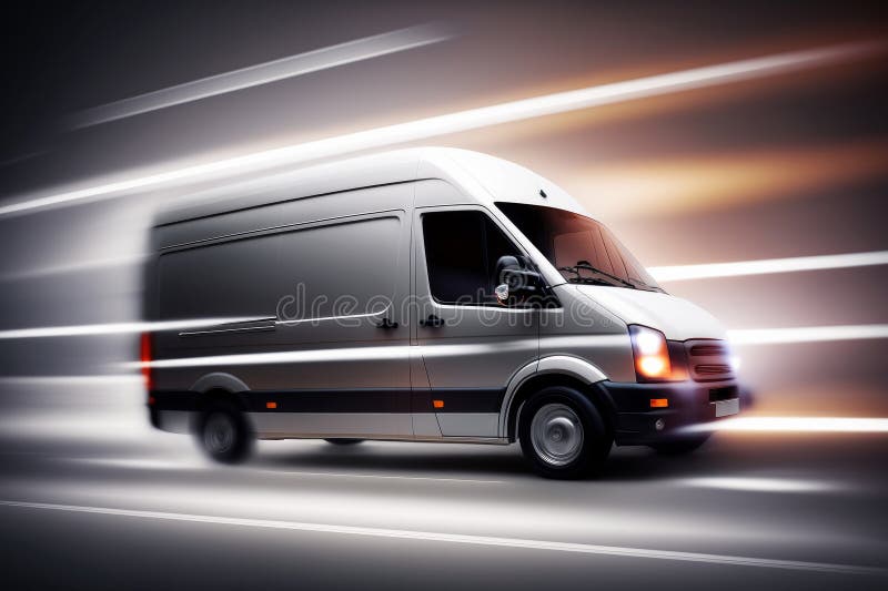 A Delivery Van with Glowing Lights and Fast Motion Blur. Generative Ai ...