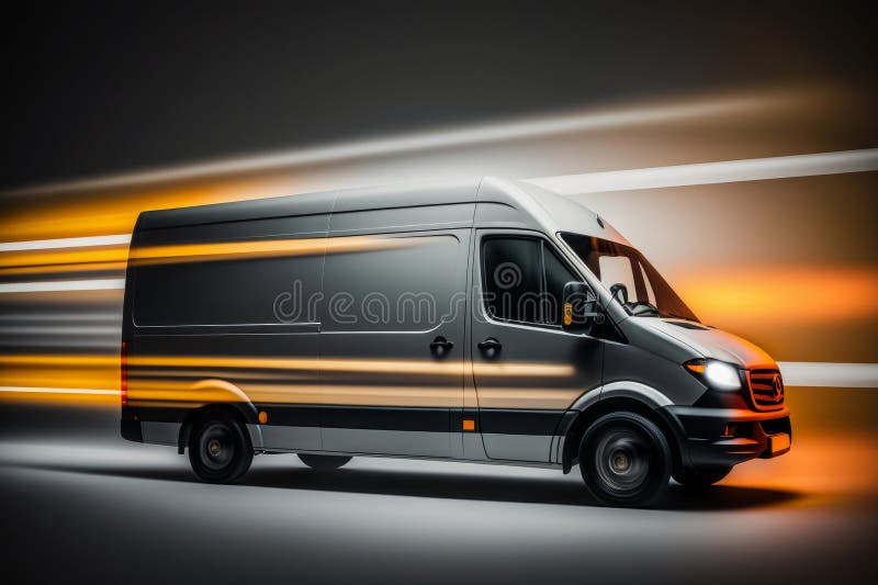 A Delivery Van with Glowing Lights and Fast Motion Blur. Generative Ai ...