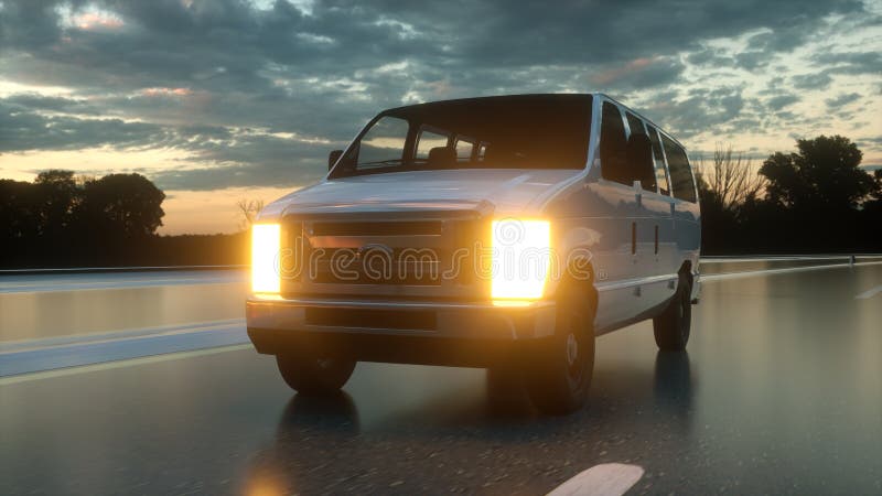 Delivery Van on Highway. Very Fast Driving. Transport and Logistic ...