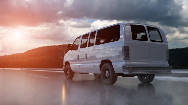 Delivery Van on Highway. Very Fast Driving. Transport and Logistic ...