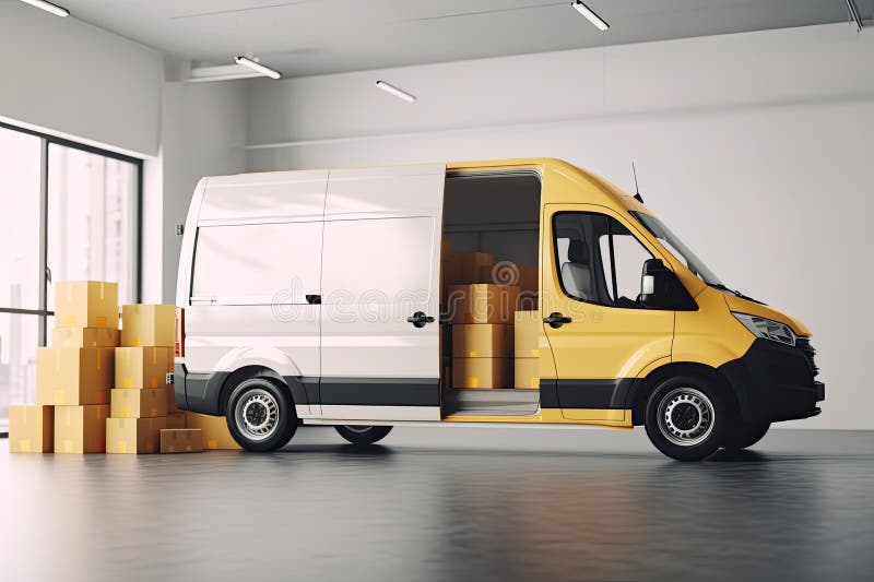Delivery Van Loading Parcel Package. Generative AI. Stock Illustration ...