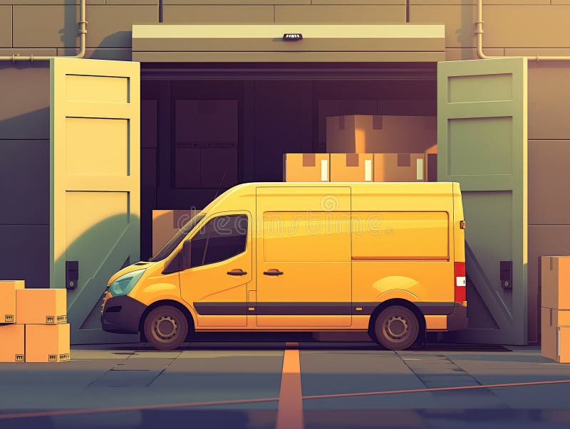Delivery Van Loading at Warehouse Stock Image - Image of cardboard ...