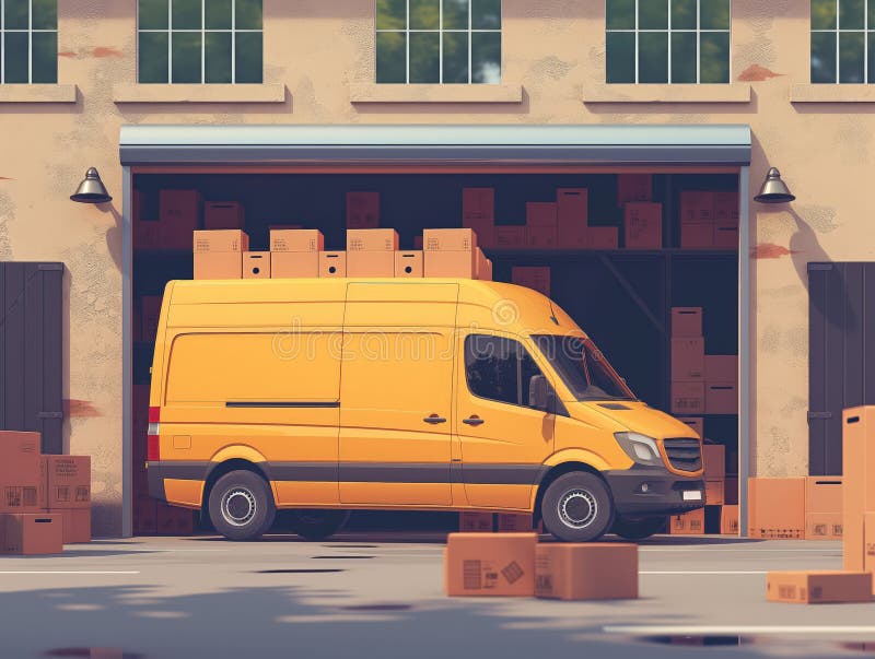 Delivery Van Loading at Warehouse Stock Photo - Image of cargo, export ...