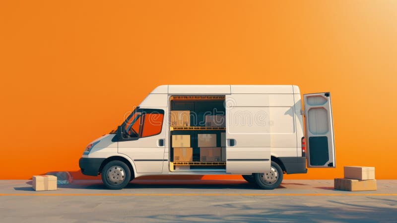 Delivery Van with Open Doors and Packages, Generative AI Stock Image ...