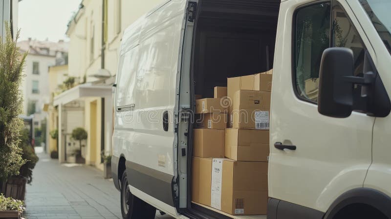 Delivery Van with Packages. Logistics, Boxes, Shipping, and ...
