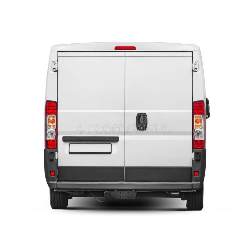 Delivery Van Rear View Isolated on a White. Cargo Short-base Minibus ...
