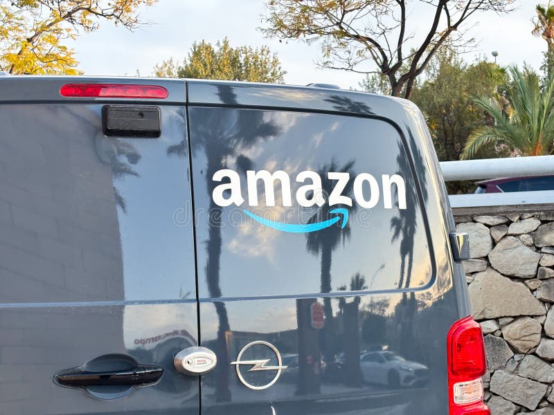 Delivery Van Showcasing Amazon Branding Parked in a Scenic Area with ...