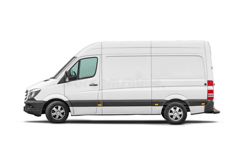 Delivery Van Side View Isolated on a White. Side View of a Modern Cargo ...