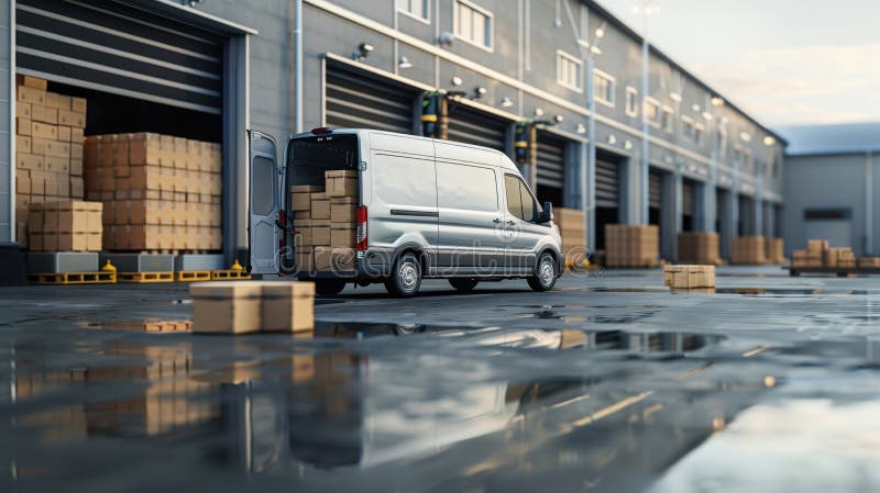 Delivery Van at Warehouse. AI Generated Stock Illustration ...