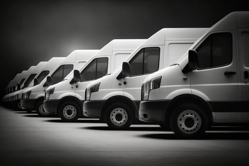 Delivery Vans in Row. Generative AI Stock Illustration - Illustration ...