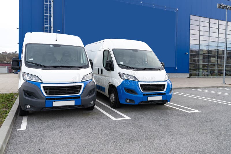 Delivery Vans in a Rows. Commercial Fleet Stock Photo - Image of ...