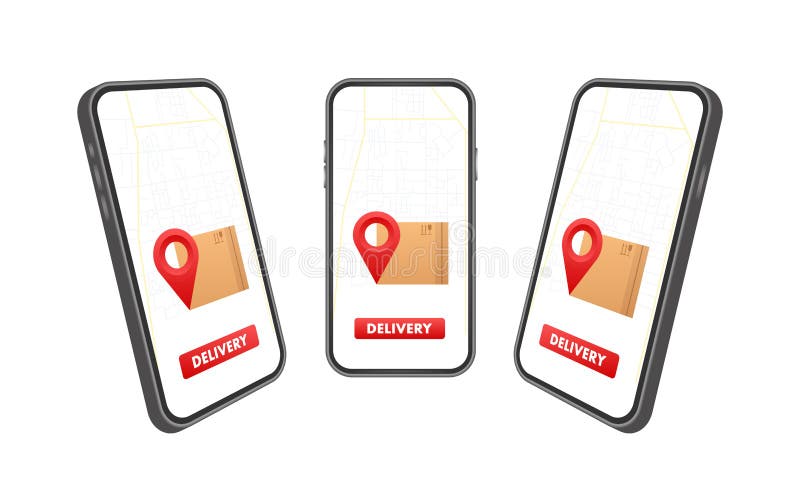 Delivery Website Banner. Delivery Service App on Smartphone Screen ...