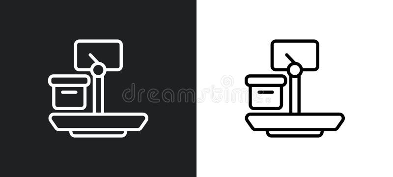 Delivery Weighing Outline Icon in White and Black Colors. Delivery ...
