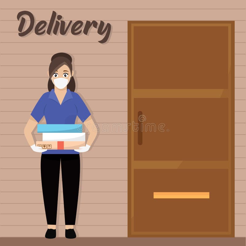 Delivery Woman with a Package Stock Vector - Illustration of order ...