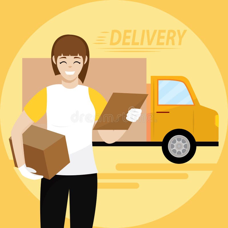 Delivery Woman with a Package Stock Vector - Illustration of order ...