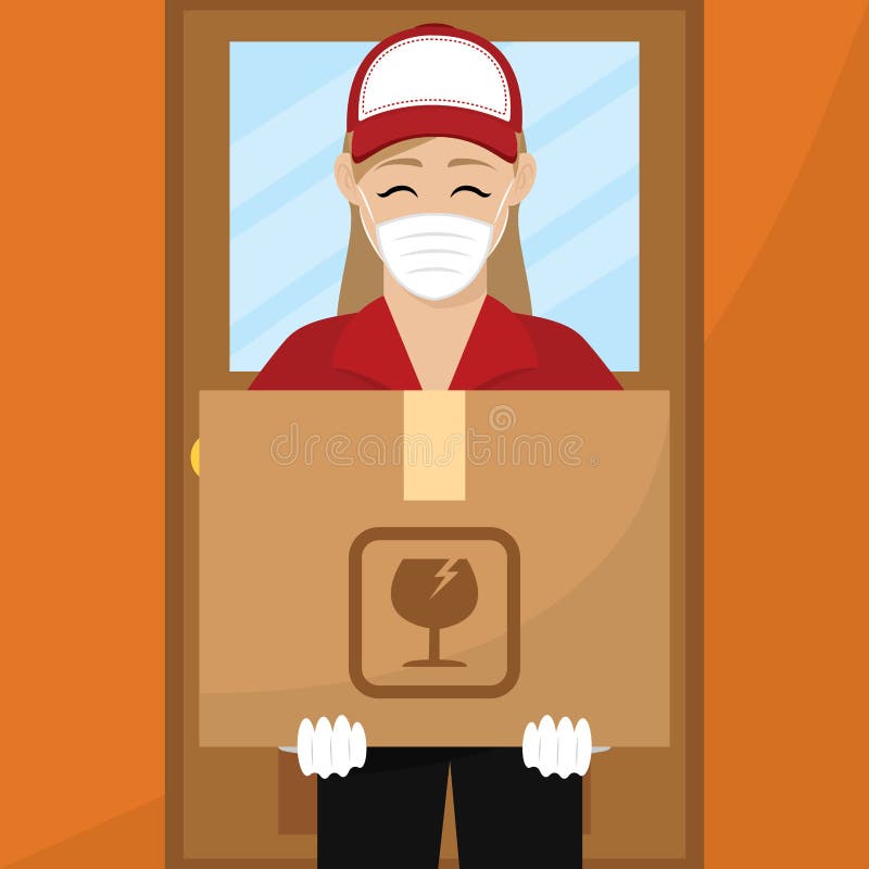 Delivery Woman with a Package Stock Vector - Illustration of order ...
