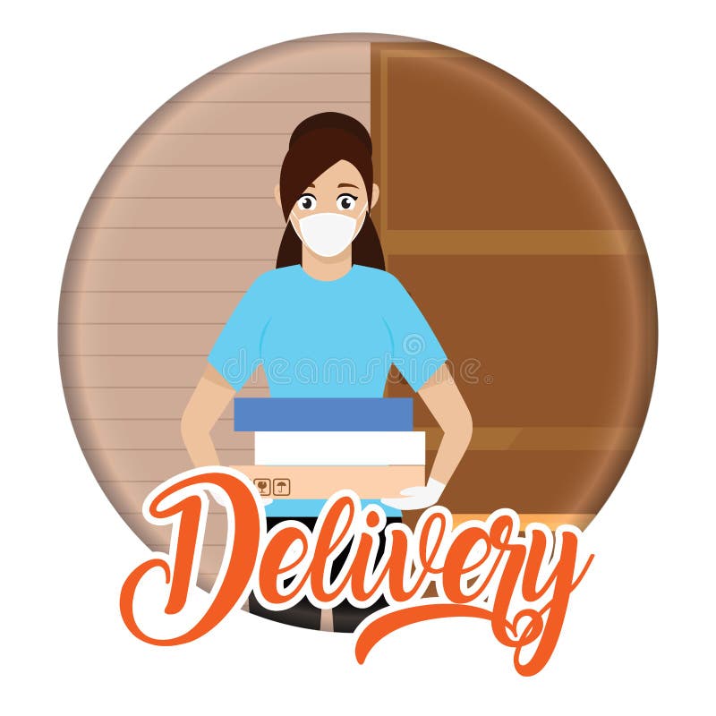Delivery Woman with a Package Stock Vector - Illustration of service ...