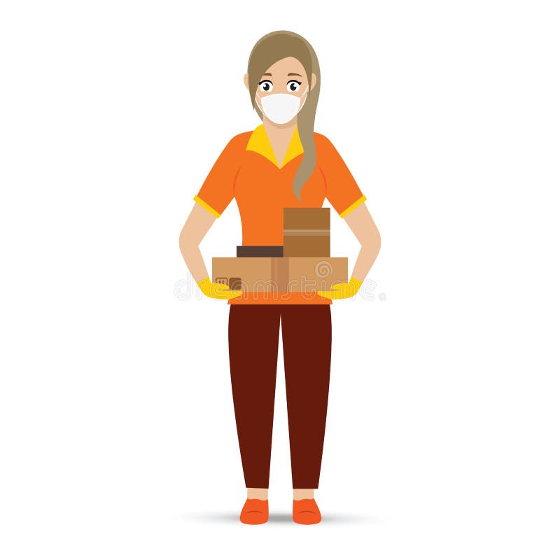 Delivery Woman with a Package Stock Vector - Illustration of order ...