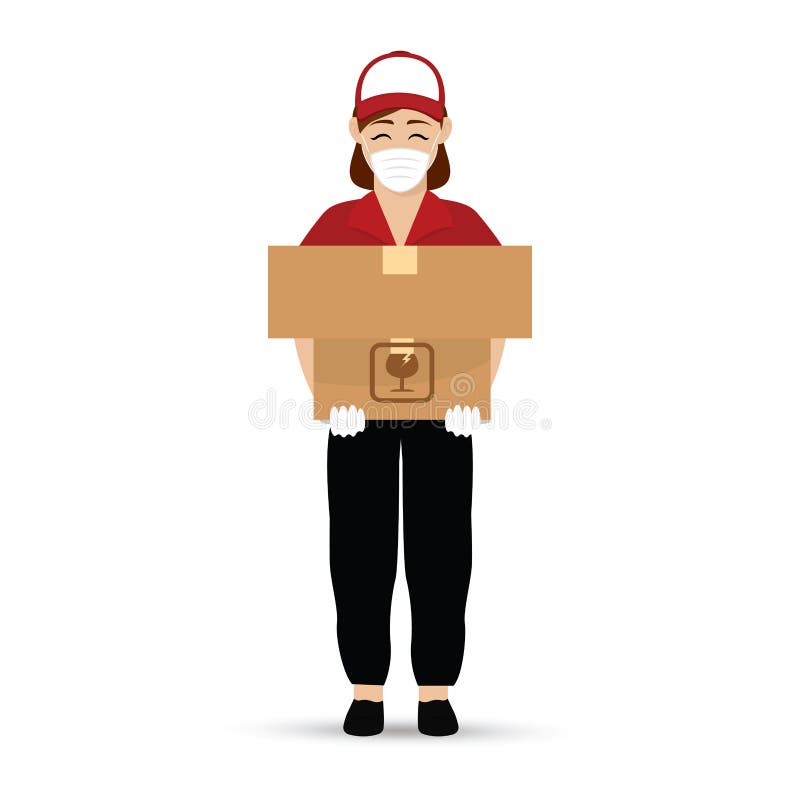 Delivery Woman with a Package Stock Vector - Illustration of service ...