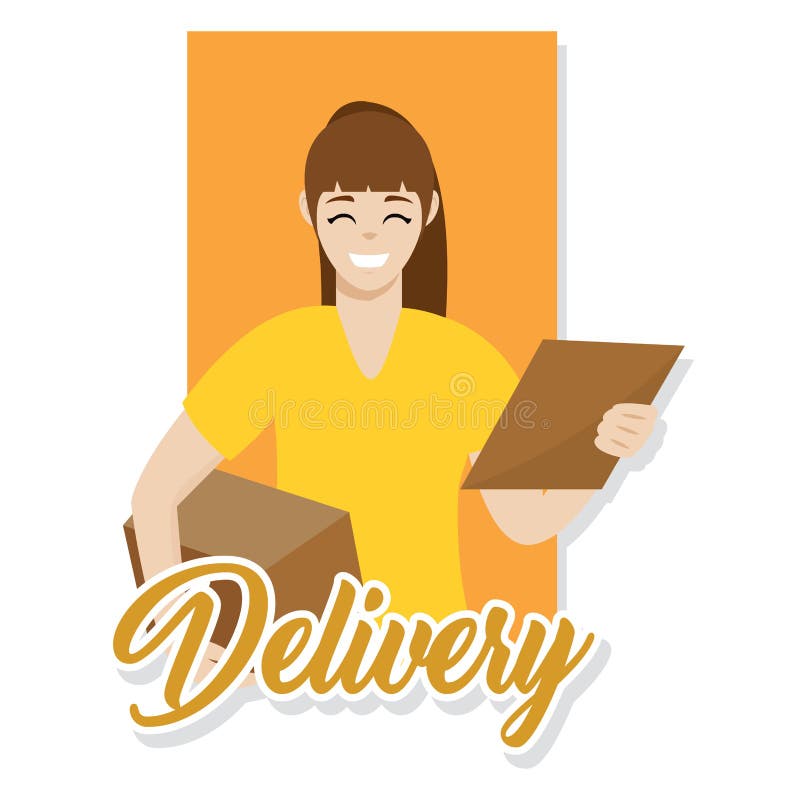Delivery Woman with a Package Stock Vector - Illustration of service ...