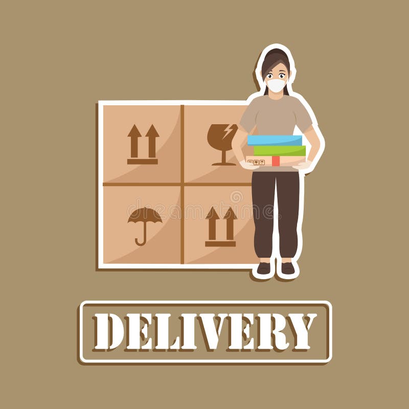 Delivery Woman with a Package Stock Vector - Illustration of ...
