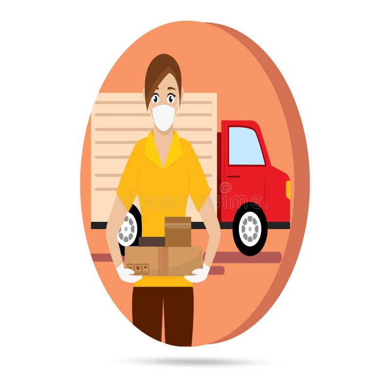 Delivery Woman with a Package Stock Vector - Illustration of delivery ...