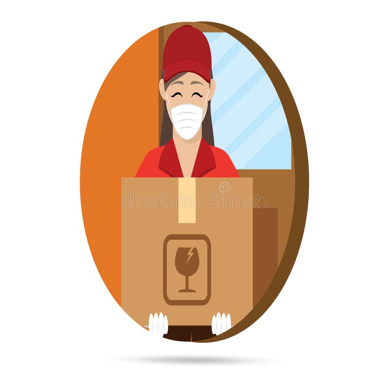 Delivery Woman with a Package Stock Vector - Illustration of service ...