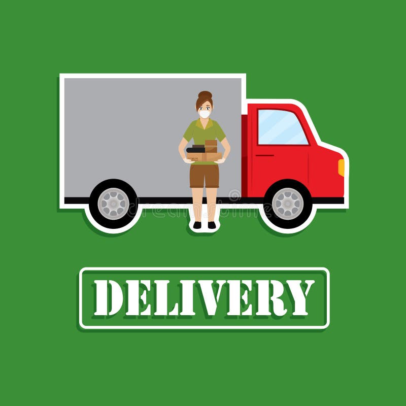 Delivery Woman with a Package Stock Vector - Illustration of home ...