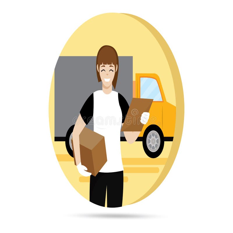 Delivery Woman with a Package Stock Vector - Illustration of parcel ...