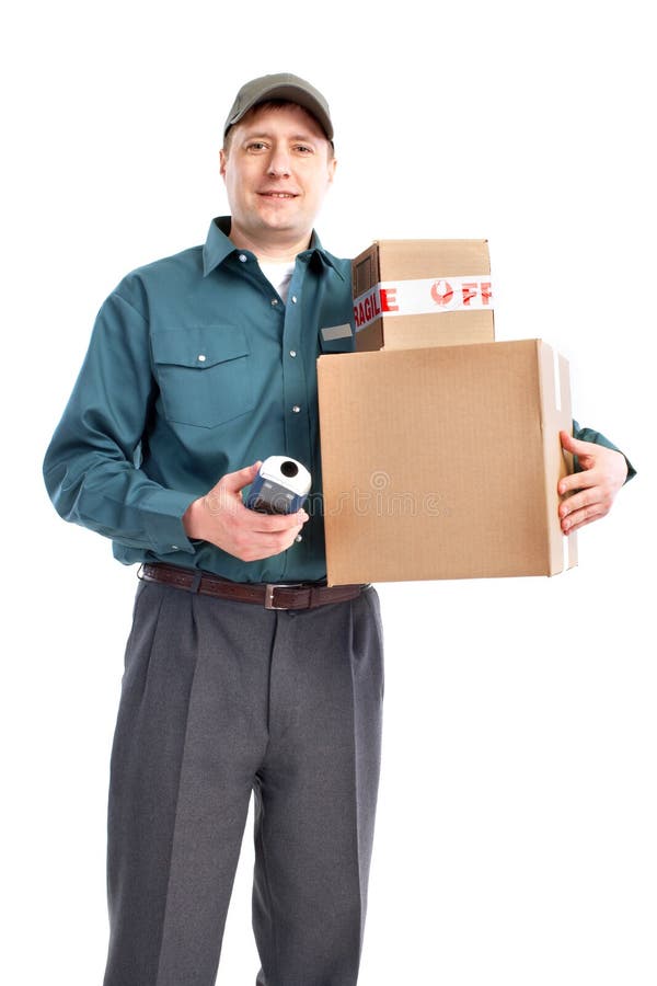 Delivery worker. stock image. Image of background, white - 17214169