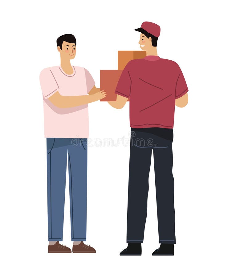 Delivery worker and client stock vector. Illustration of shipping ...