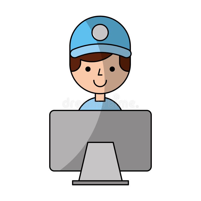 Delivery Worker with Computer Avatar Character Stock Vector ...