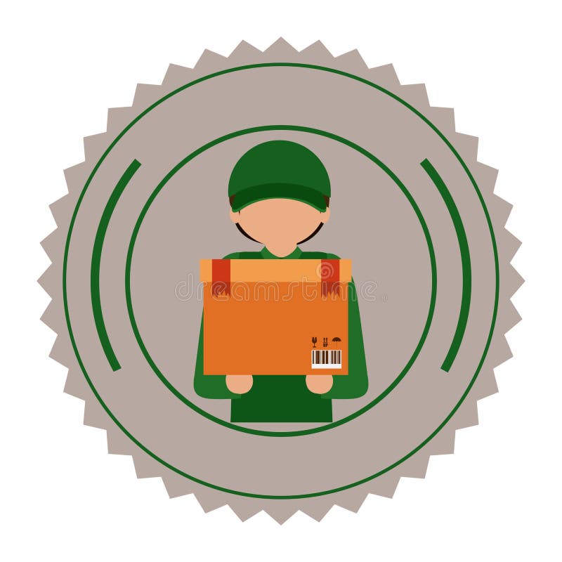Delivery Worker Inside Seal Stamp Design Stock Vector - Illustration of ...