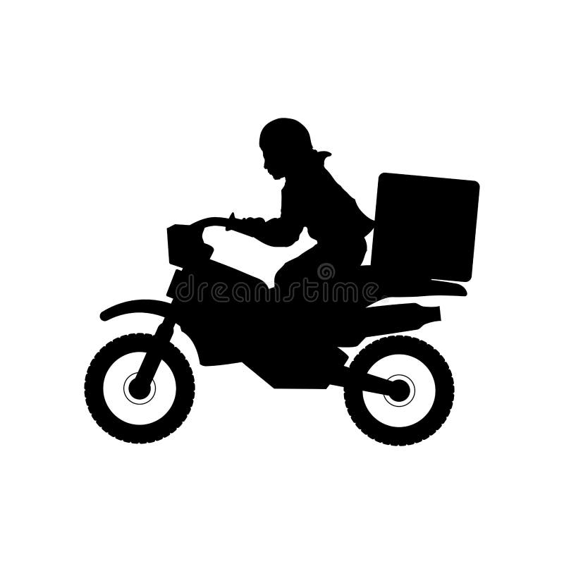 Delivery Worker in Motorcycle and Box Stock Illustration - Illustration ...