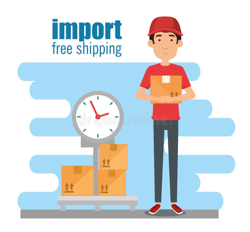 Delivery worker with scale stock vector. Illustration of scale - 123789680