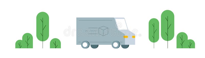 Delivery Bus for Transportation, 2D Flat Illustration Design, Vector ...